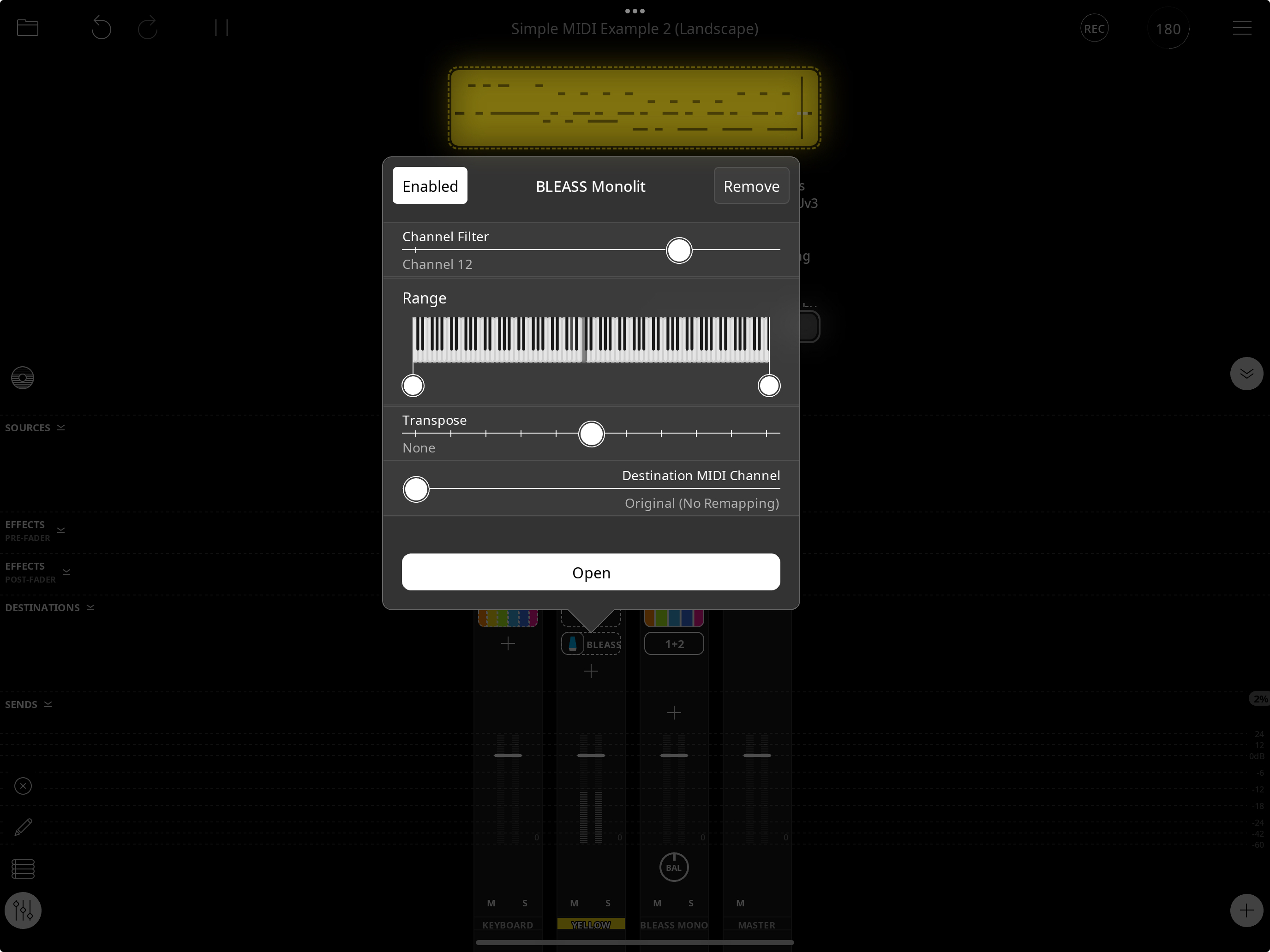 "SOLVED" Setting AUv3 Bleass Monolit to Listen on MIDI Channel 12 — Loopy Pro Forum