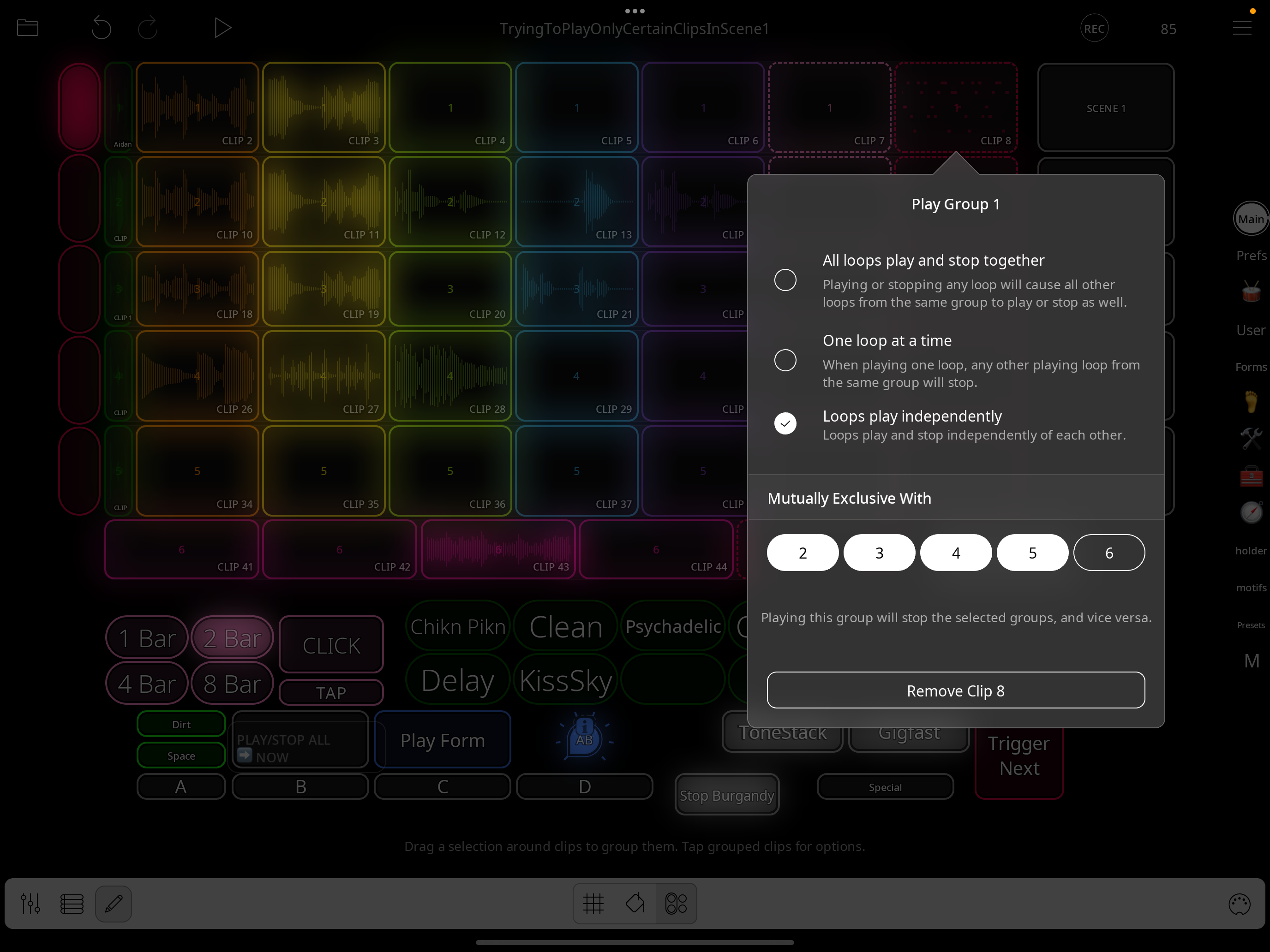 Question: Can a play group in this template only play the clips that are active — Loopy Pro Forum