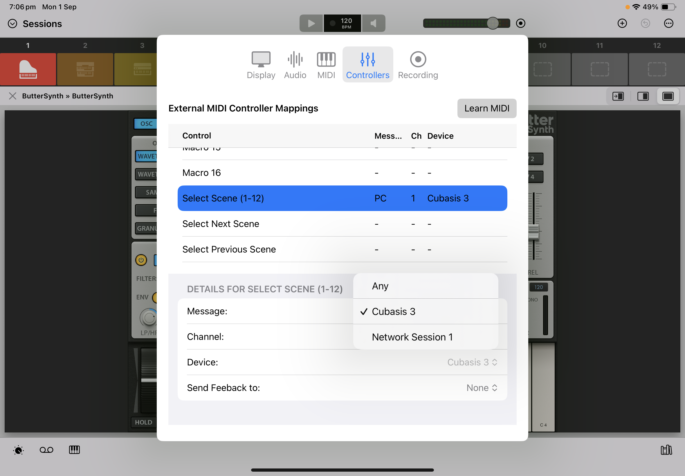 Sessions Plug-in Host Scene Changing using MIDI [SOLVED] — Loopy Pro Forum